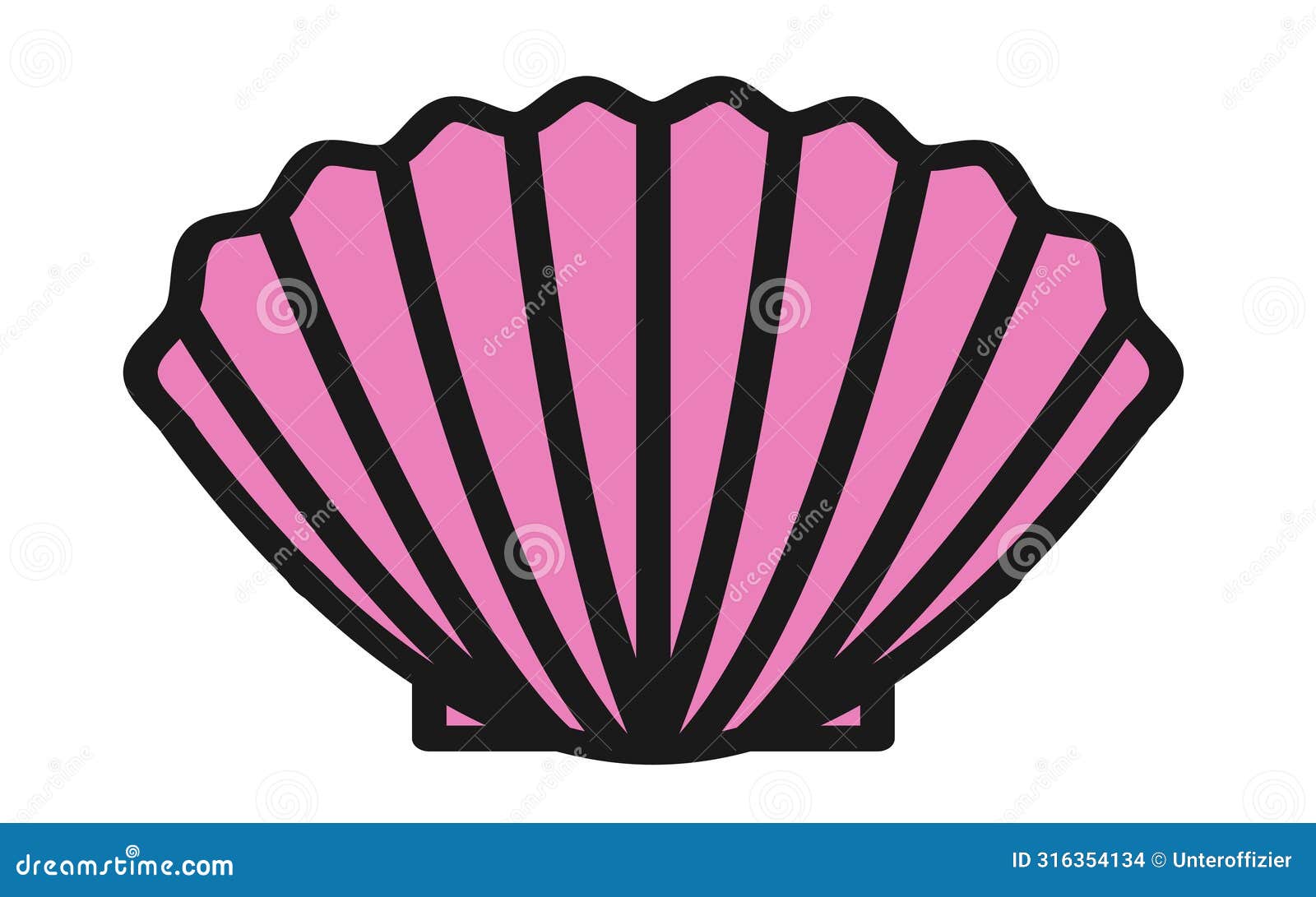 A Single Light Pink Colored Seashell Illustration Against a White ...