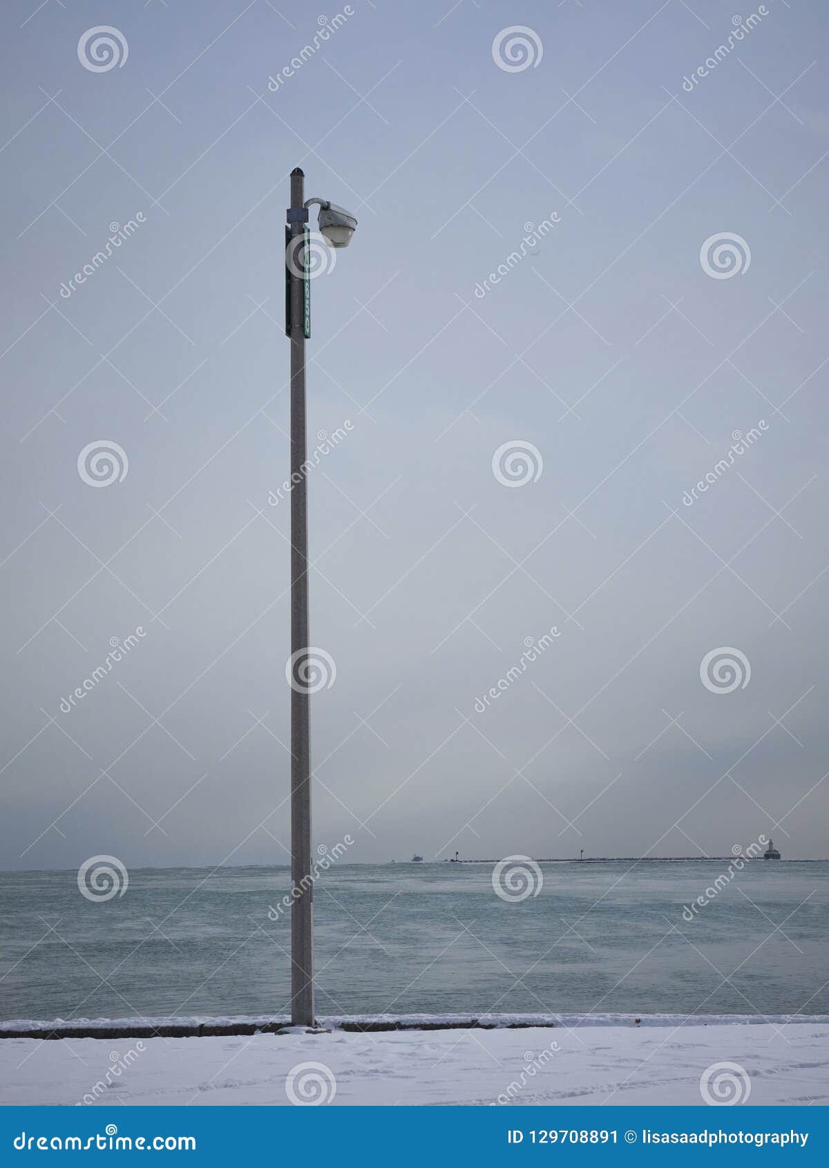 Single Light Post on Beach in Winter Stock Image - Image of sand, beach ...