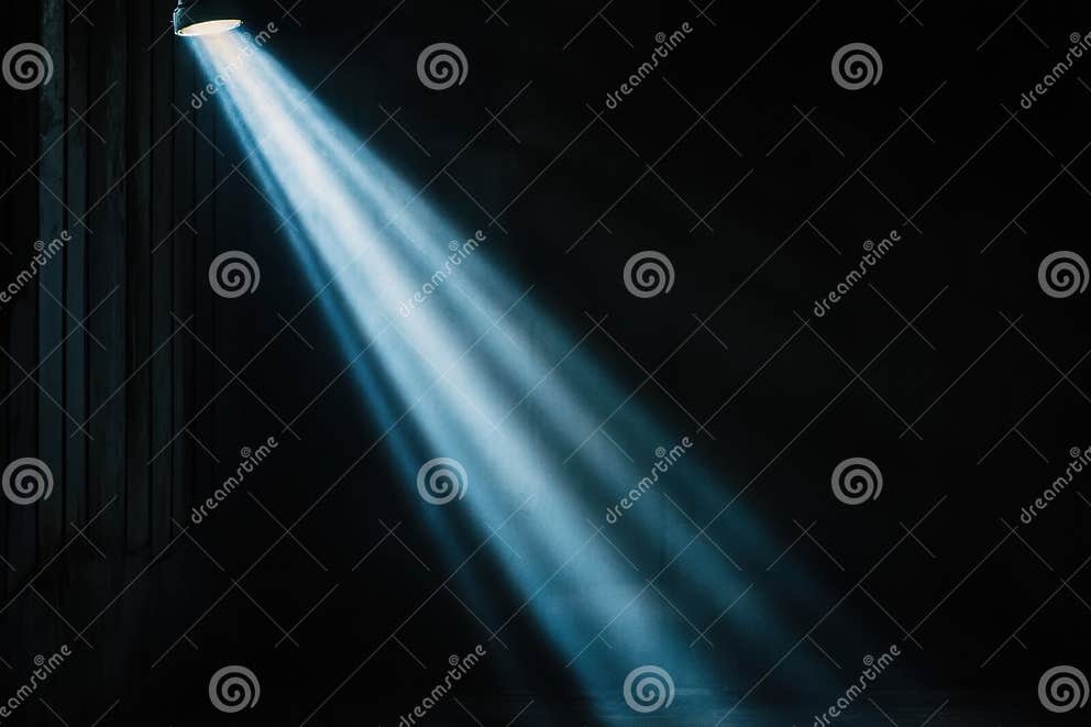 A Single Light Source Illuminating a Dark Room with Beams Stock ...