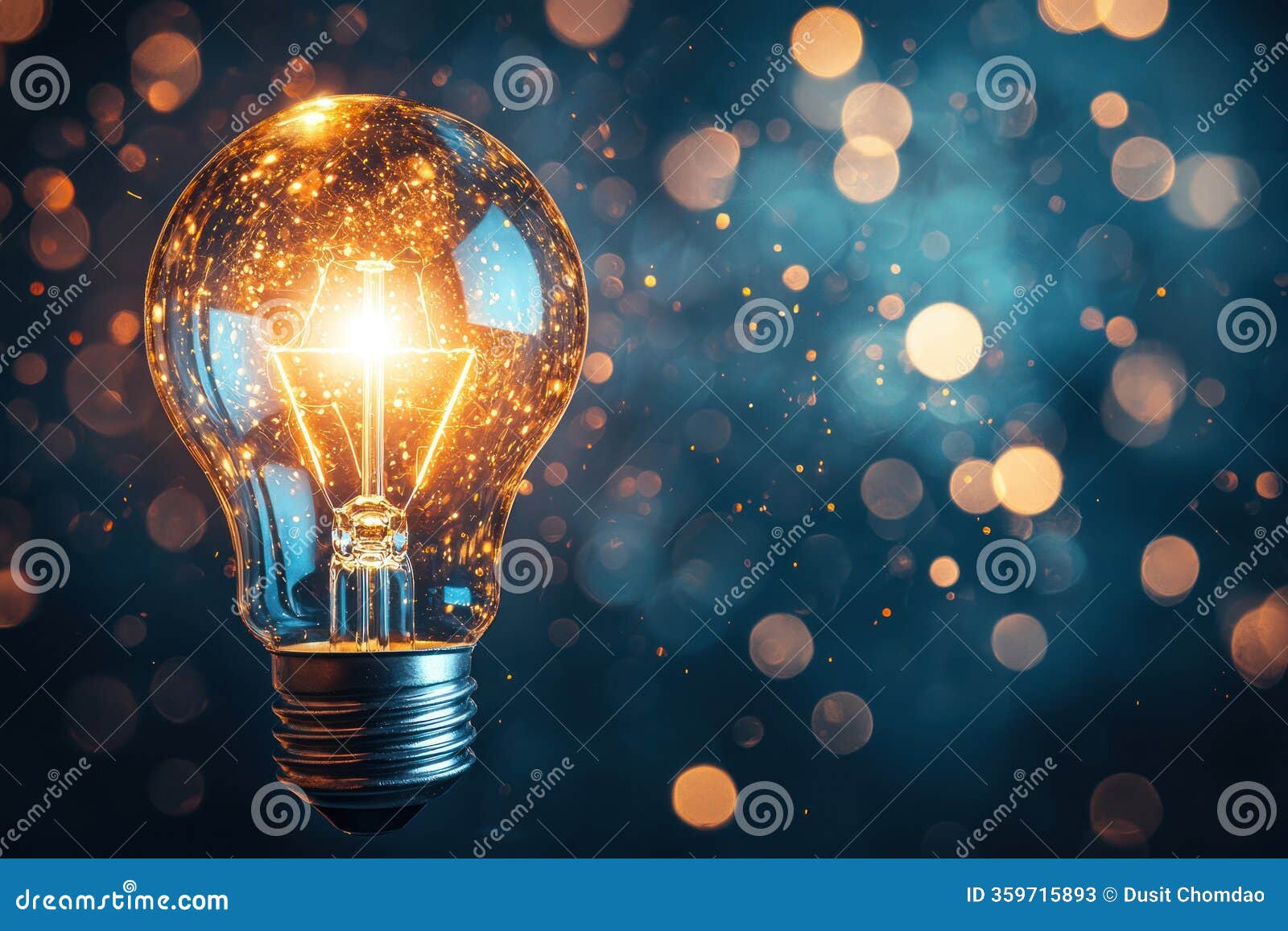 Single Lightbulb Shining Brightly, Symbolizing Innovation and ...