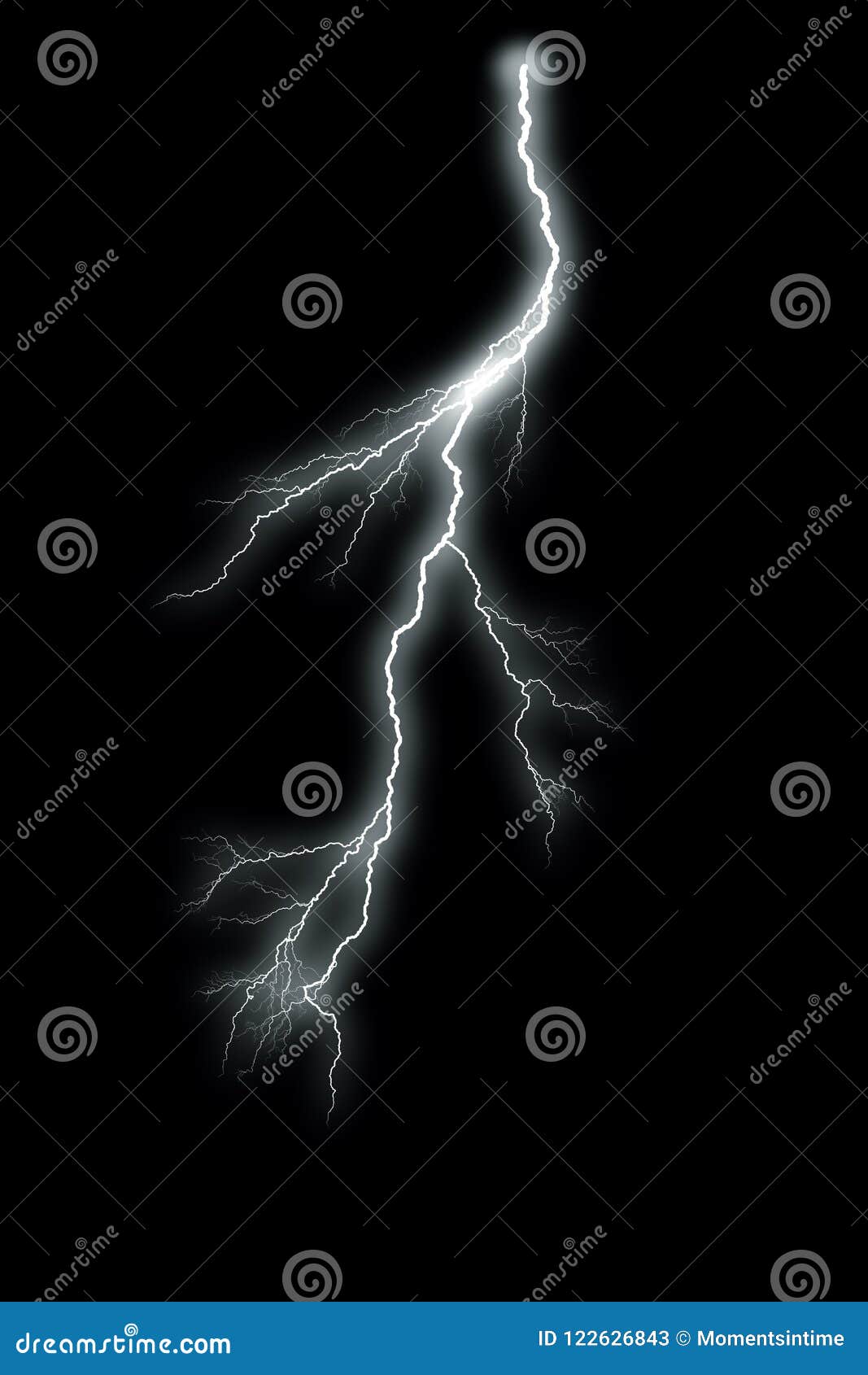 Single Lightning Bolt with a Black Background Stock Illustration ...
