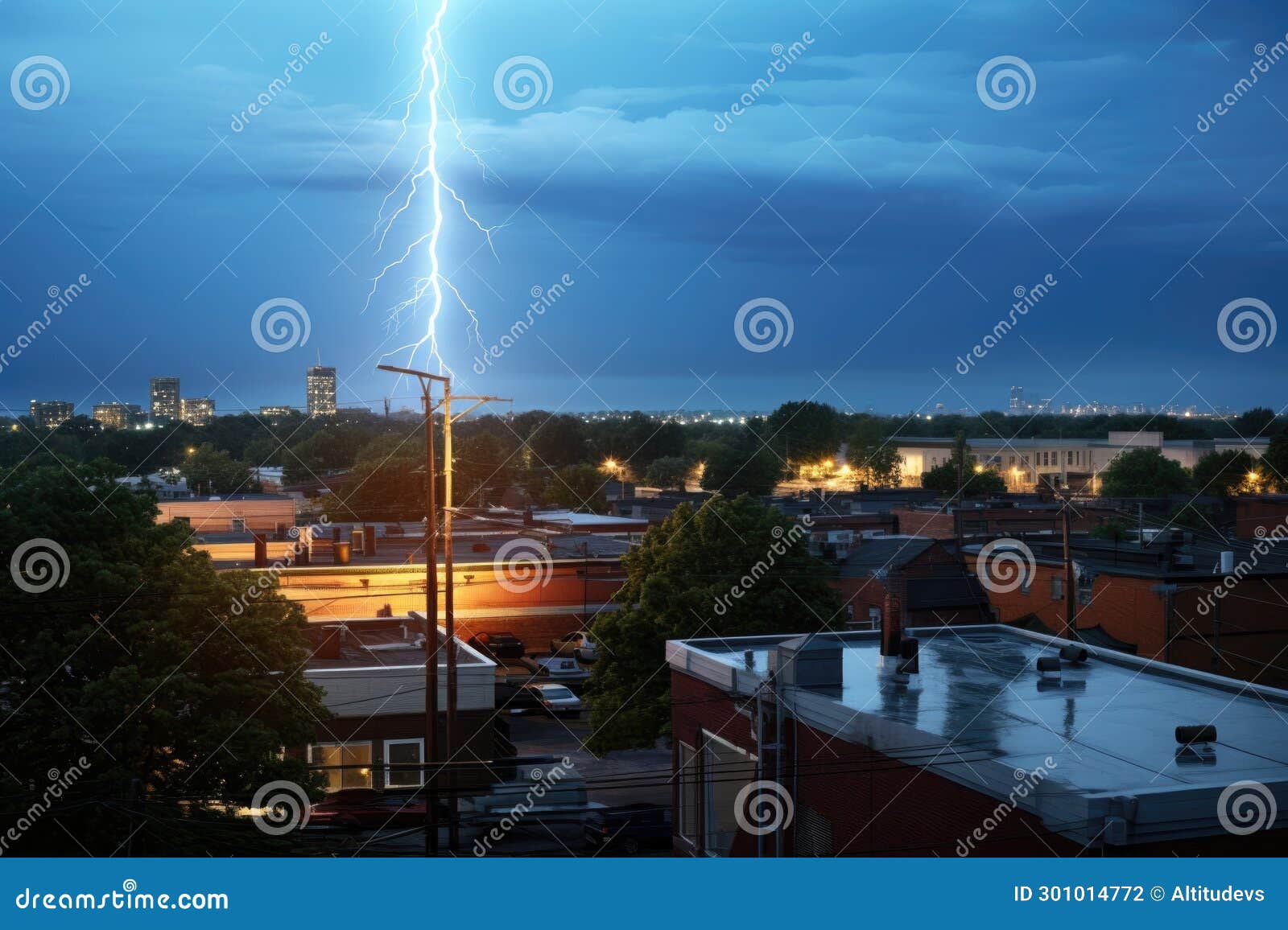 Lightning Rod On Rooftop. House Roof Lightning Protection Systems With ...