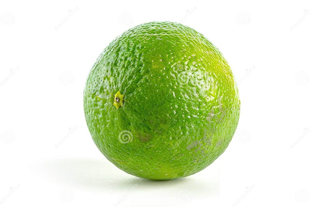 A Single Lime Sitting on a White Surface Stock Illustration ...