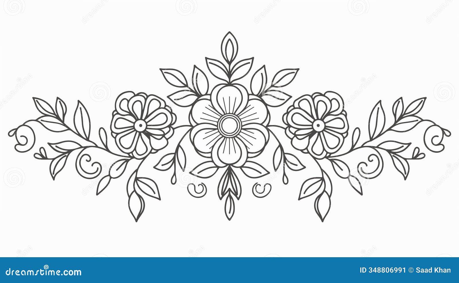 A Single-line Art Floral Pattern Border Frame, Offering a Minimalist ...