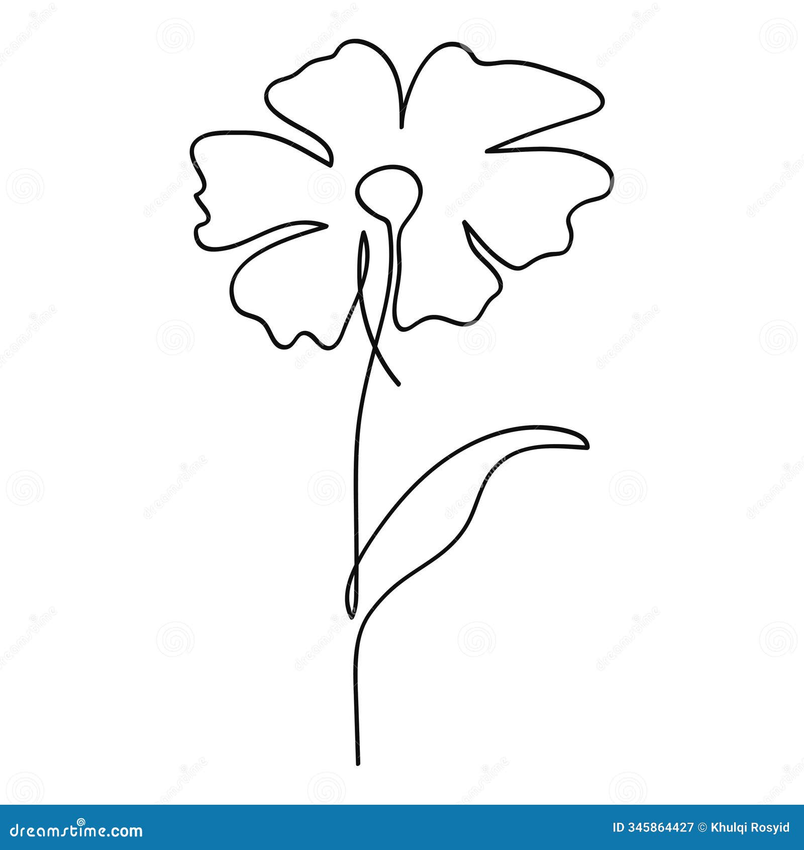 Single Line Art Vector Flower Illustration.One Continuous Line Art ...