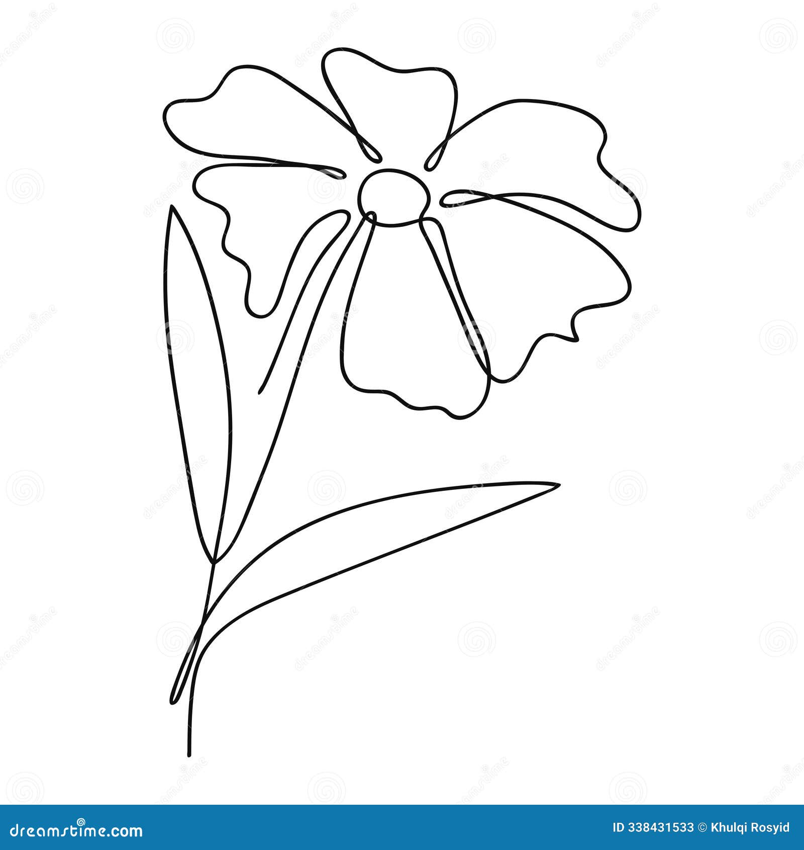 Single Line Art Vector Flower Illustration.One Continuous Line Art ...