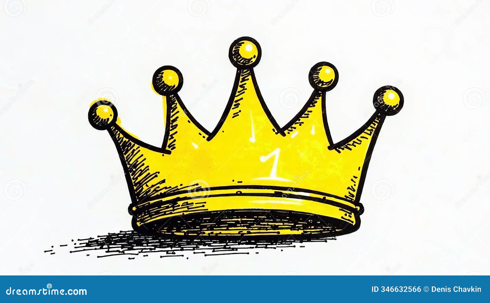Single Line Black and Yellow Crayon Doodle of Kids Crown Stock Photo ...