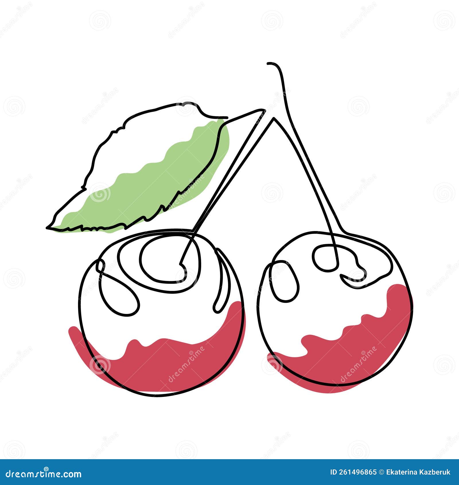 Single Line Cherry Illustration, Simple Minimalistic Stock Vector ...