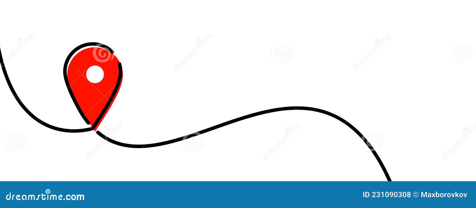 Single Line Continuous Location Pointer Stock Vector - Illustration of ...