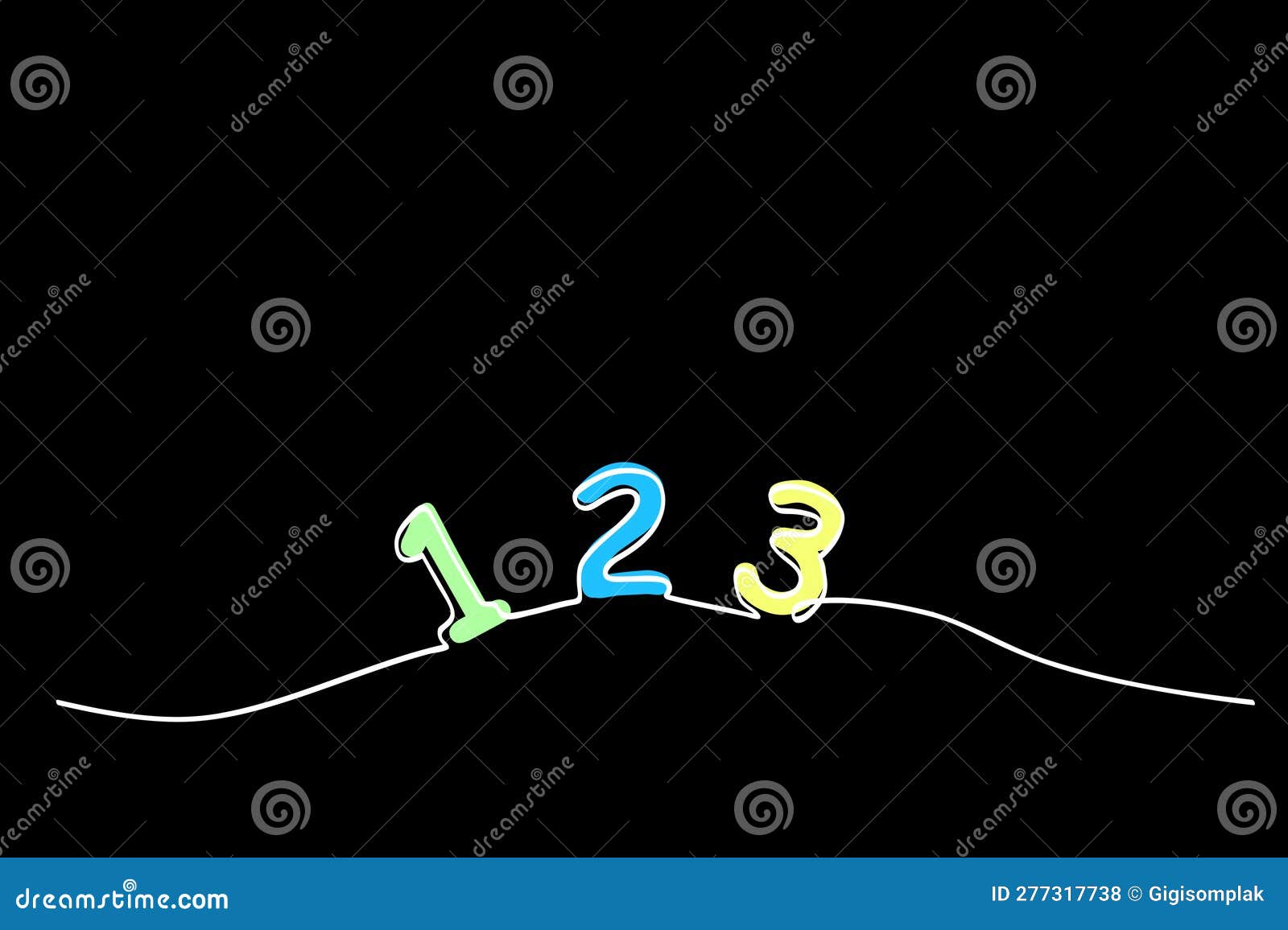 Vector Sketch Number 1 2 3, Single Line for Design Element Stock ...