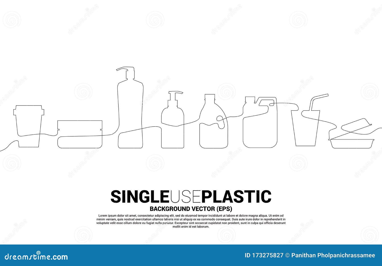 Single Line Display Single Use Plastic Icon. Stock Vector ...