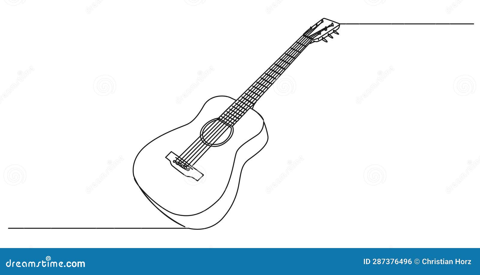 Single Line Drawing of Acoustic Guitar Stock Vector - Illustration of ...