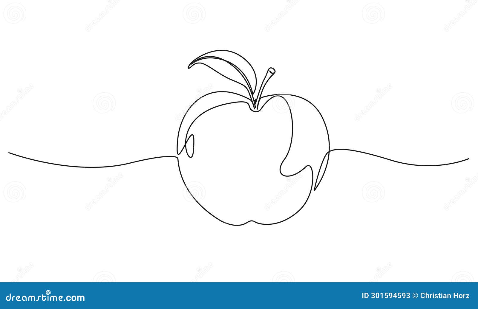Single Line Drawing of an Apple Stock Vector - Illustration of design ...