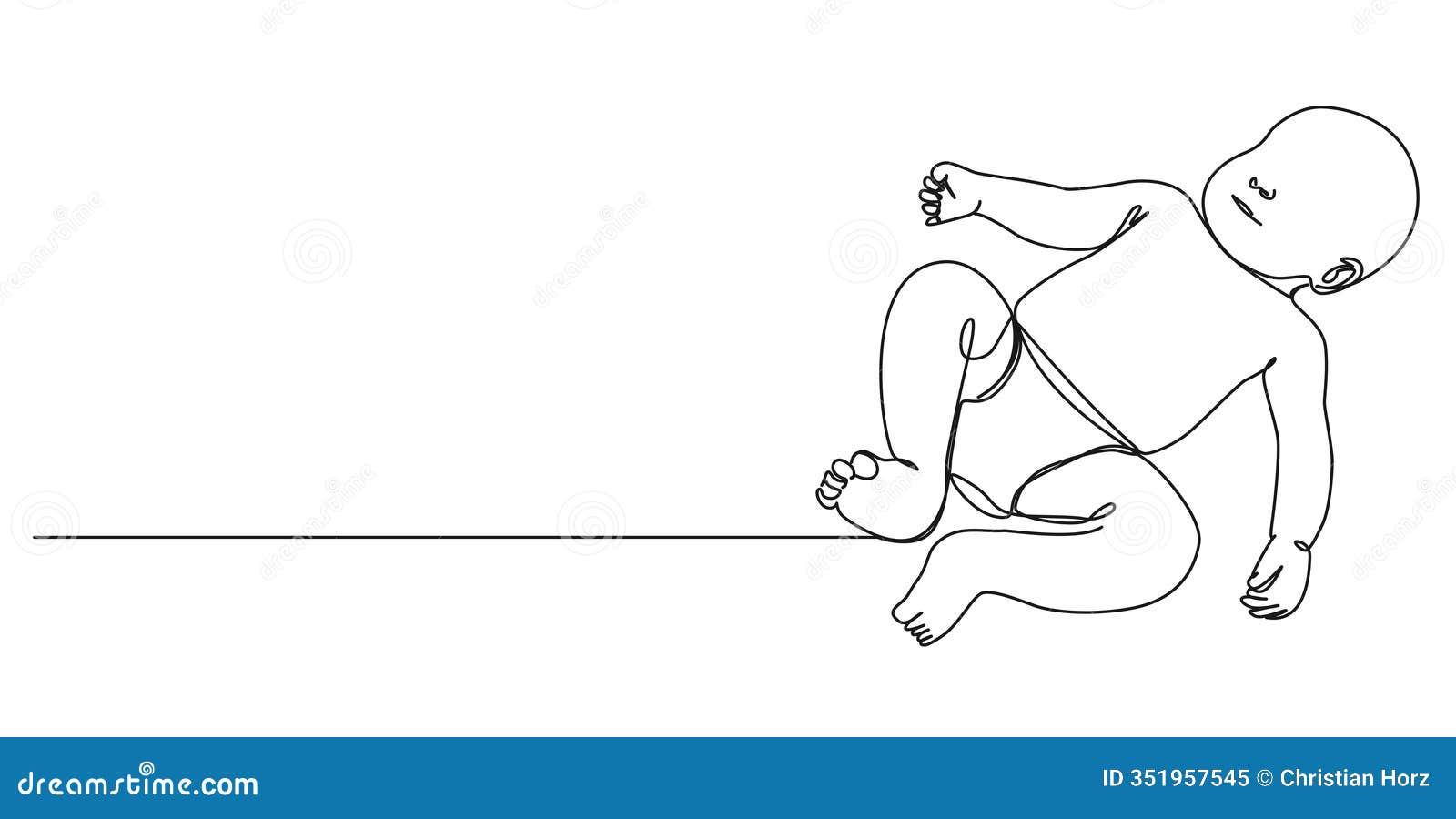 Single Line Drawing of Baby Lying on Its Back Stock Vector ...