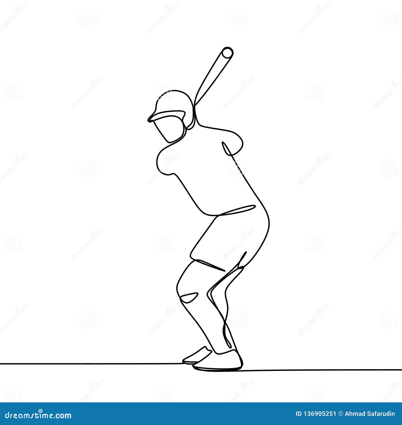 Single Line Drawing of Baseball Player Vector Illustration Stock Vector ...