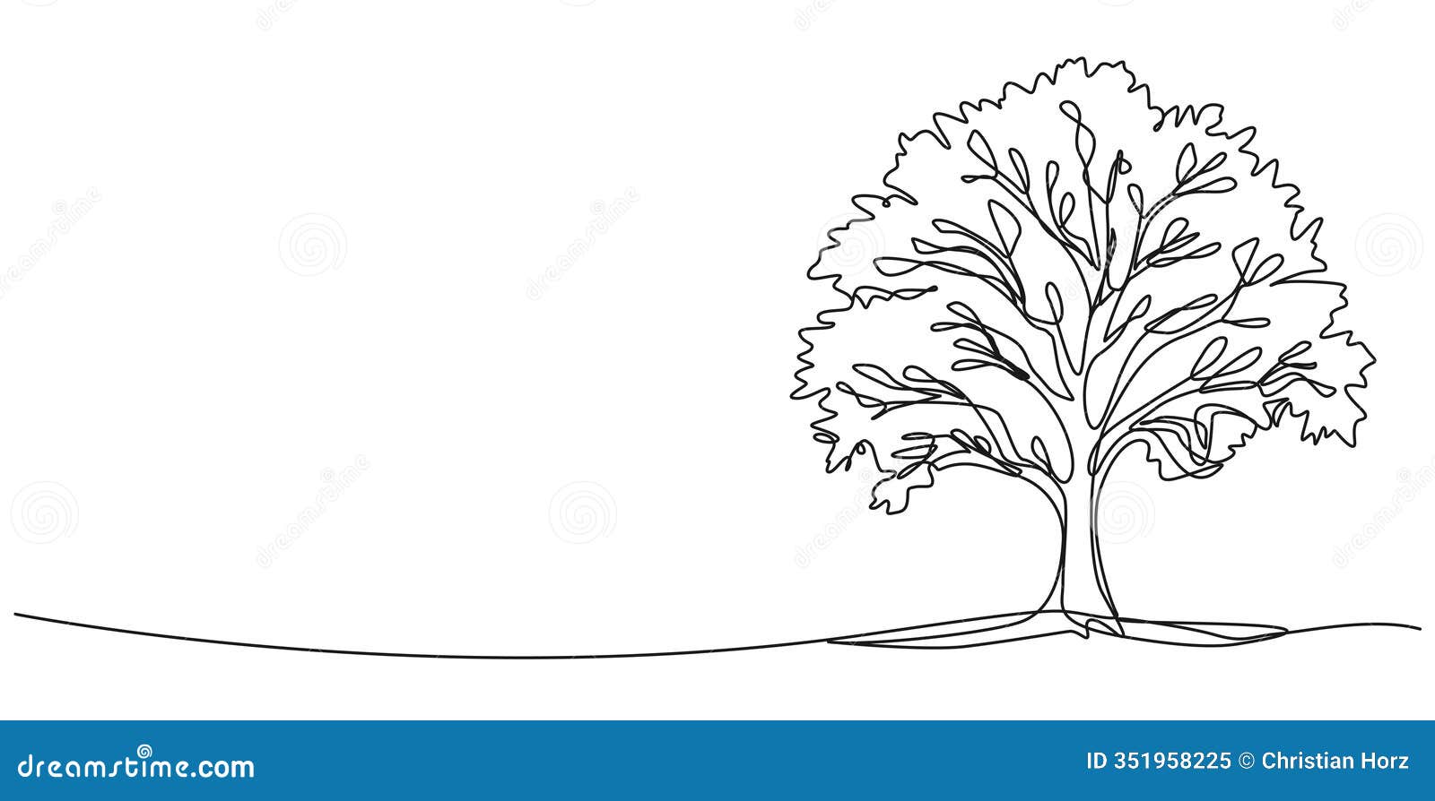 Single Line Drawing of Broad-leafed Tree Stock Illustration ...