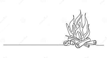 Single Line Drawing of Campfire Stock Vector - Illustration of flames ...