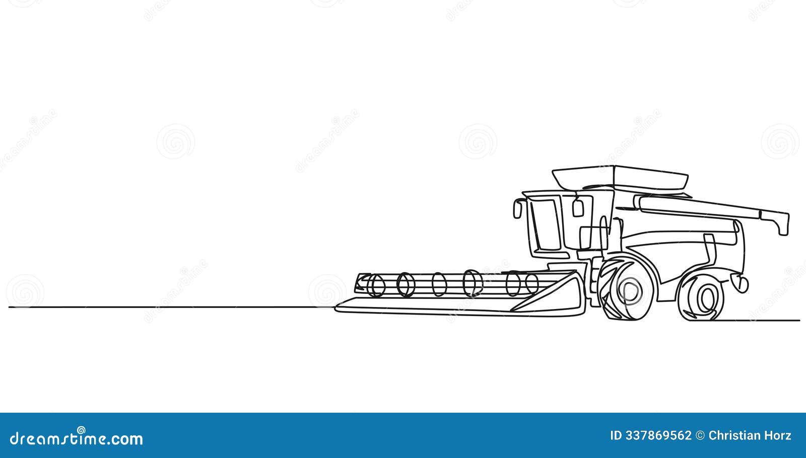 Single Line Drawing of Combine Harvester Stock Illustration ...