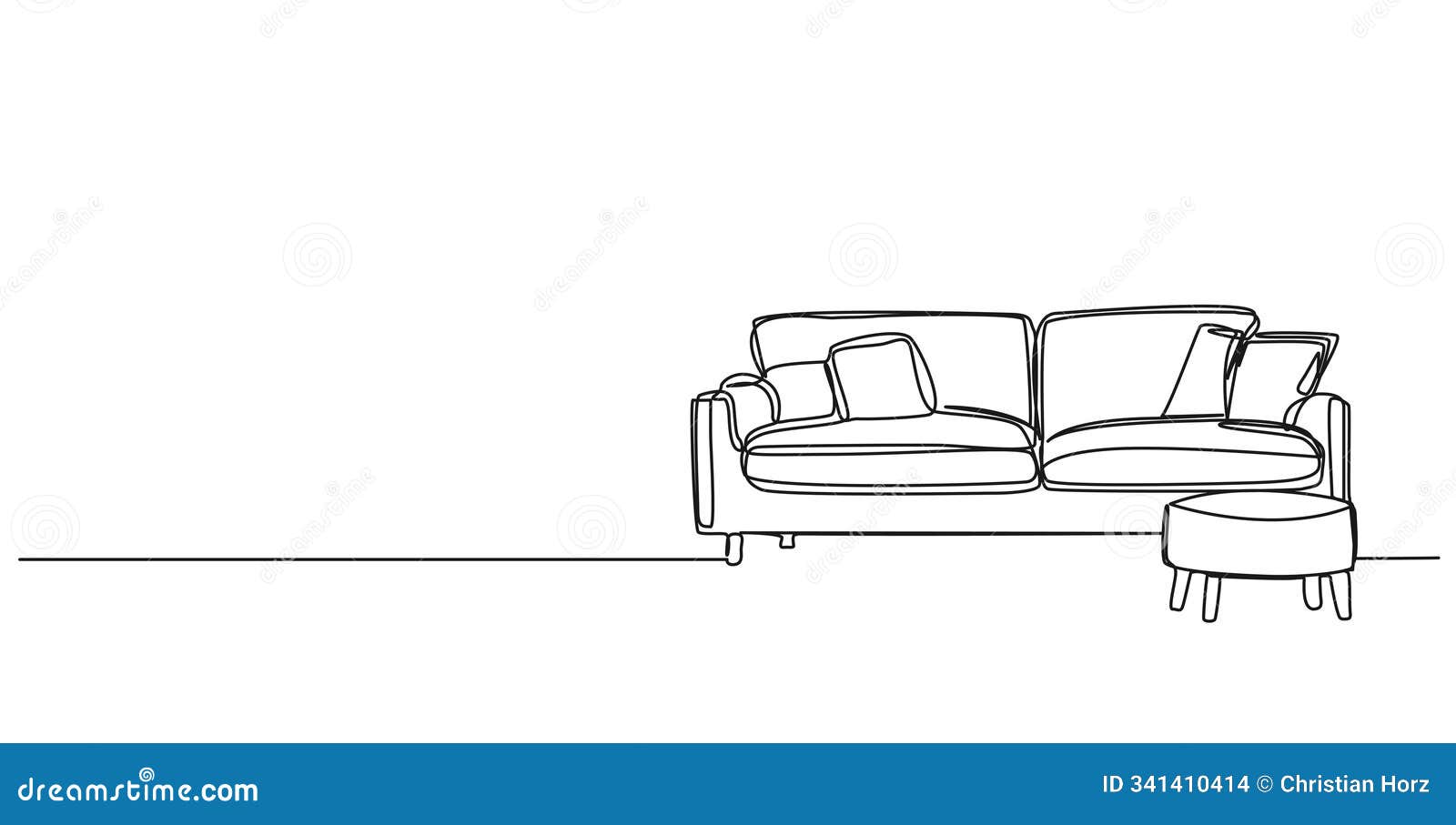 Single Line Drawing of a Comfortable Sofa Stock Illustration ...
