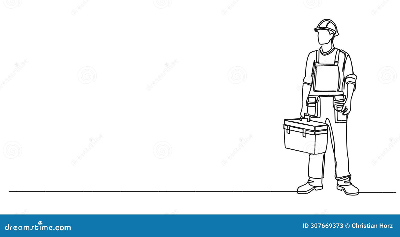 Single Line Drawing of Construction Worker Carrying Toolbox Stock ...