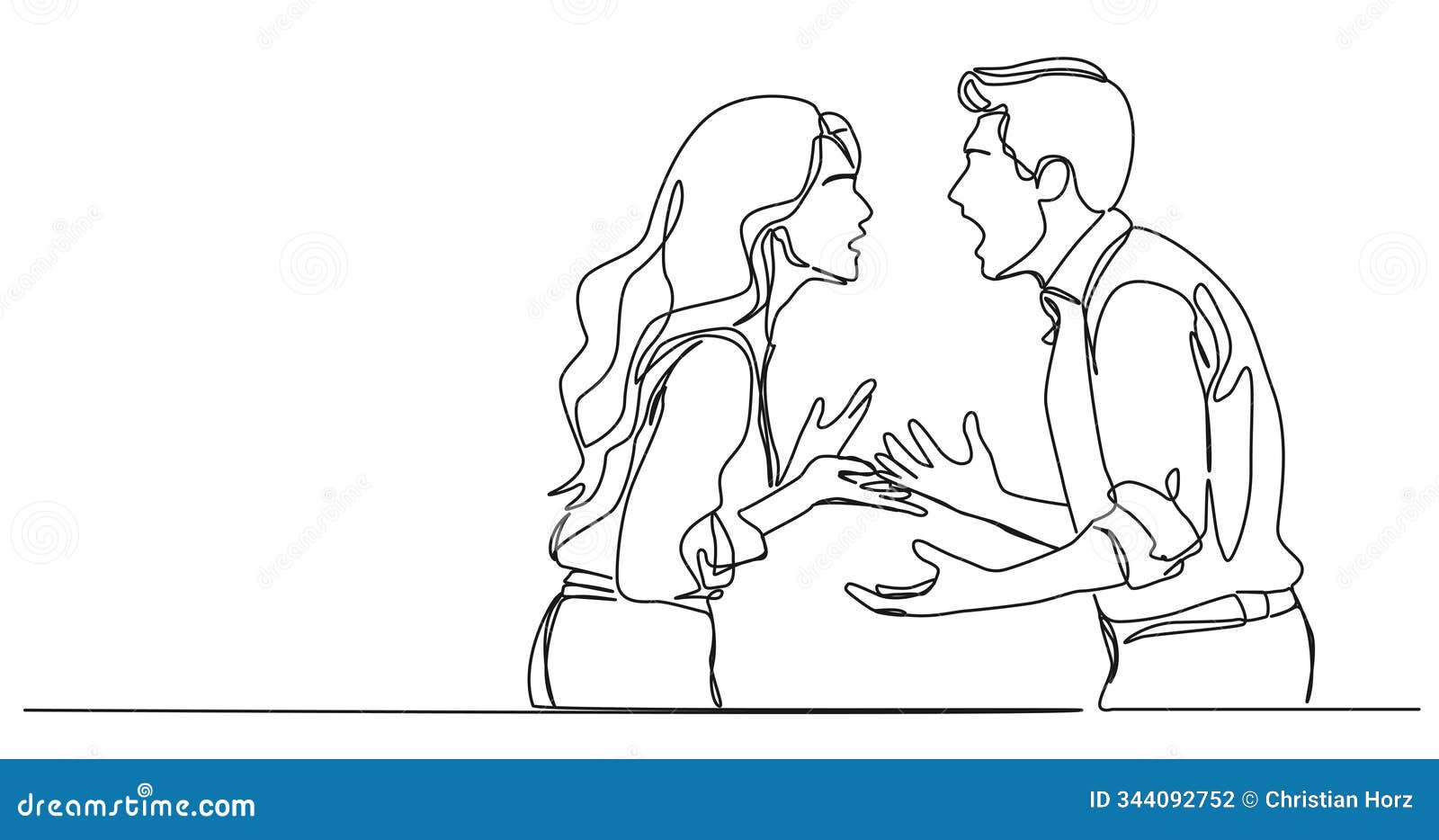 Single Line Drawing Of Couple Arguing And Yelling At Each Other Vector ...