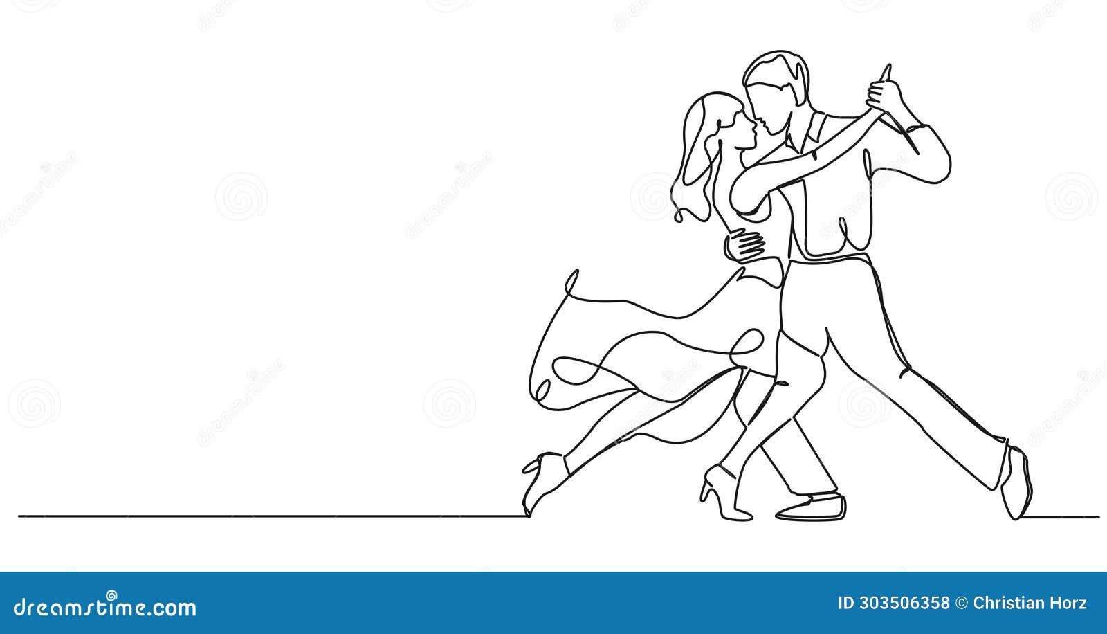 Single Line Drawing of Couple Dancing Stock Vector - Illustration of ...
