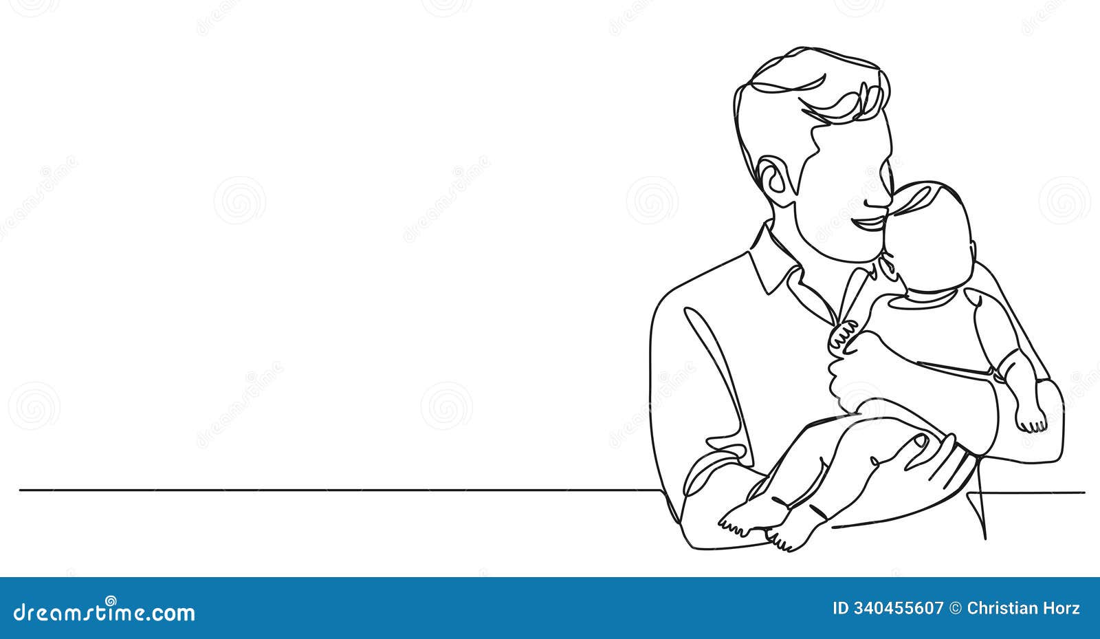 Single Line Drawing of Dad Holding Baby Stock Illustration ...