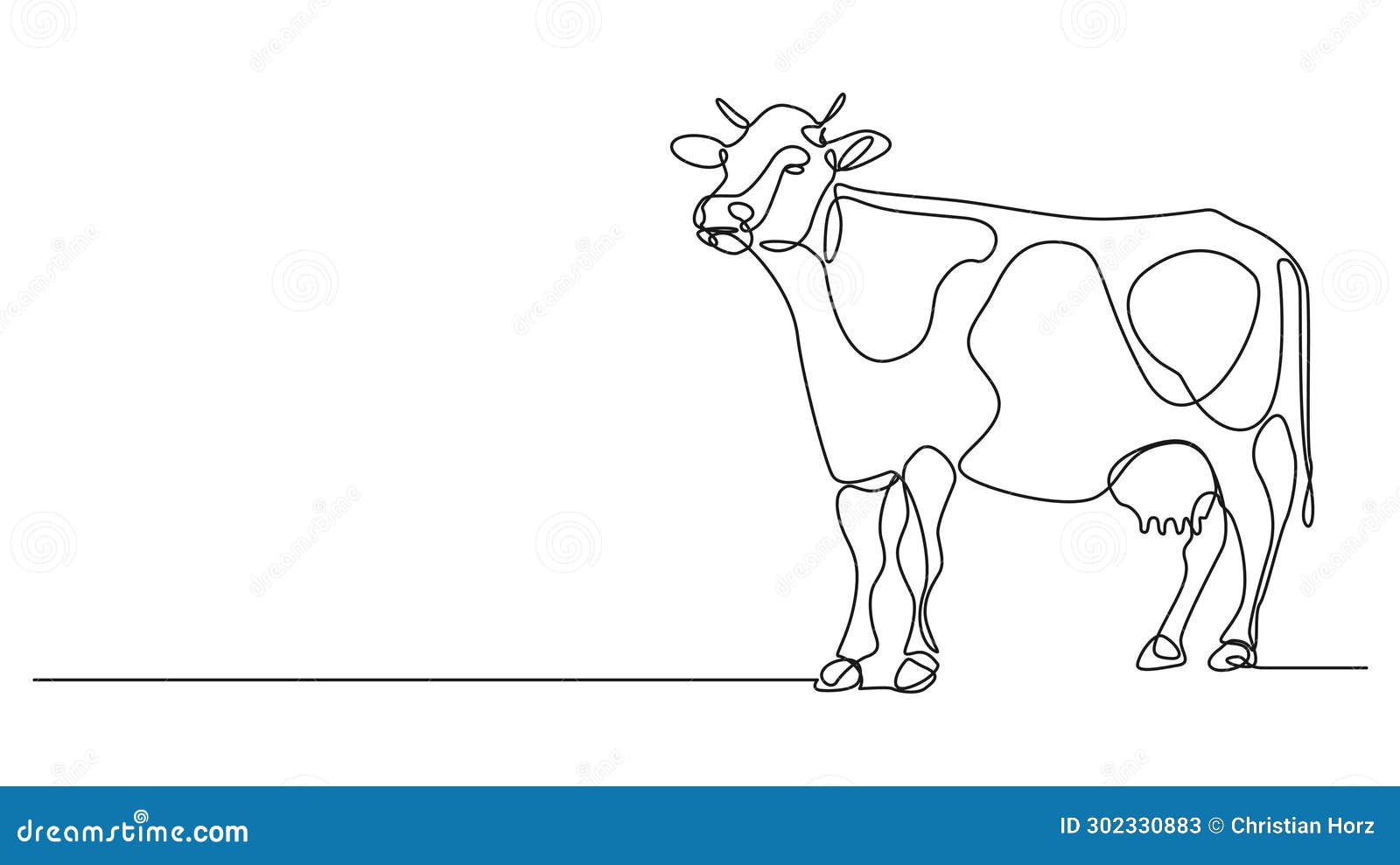 Single Line Drawing of a Dairy Cow Stock Vector - Illustration of ...