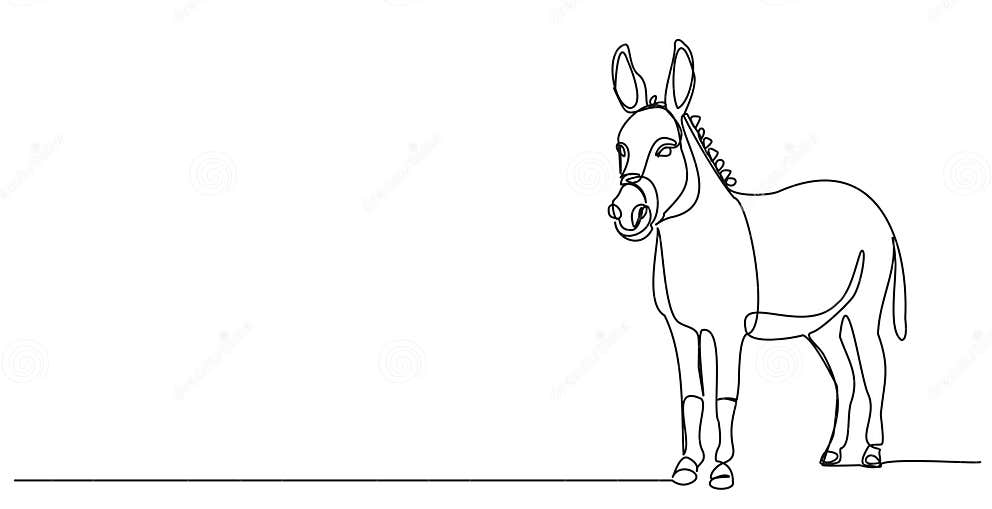 Single Line Drawing of a Donkey Stock Vector - Illustration of animal ...