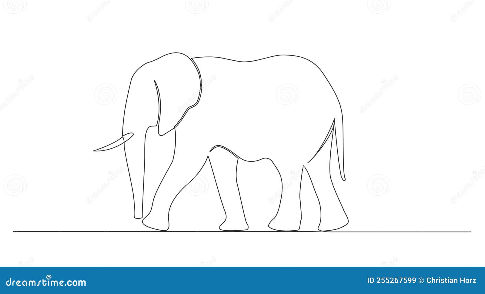 Single Line Drawing of Elephant Isolated on White Stock Vector ...
