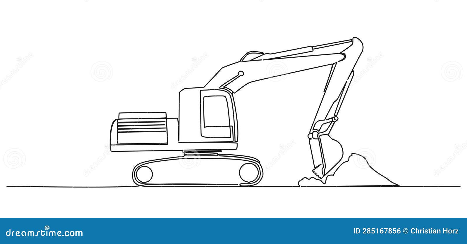 Single Line Drawing of Excavator Stock Vector - Illustration of digging ...