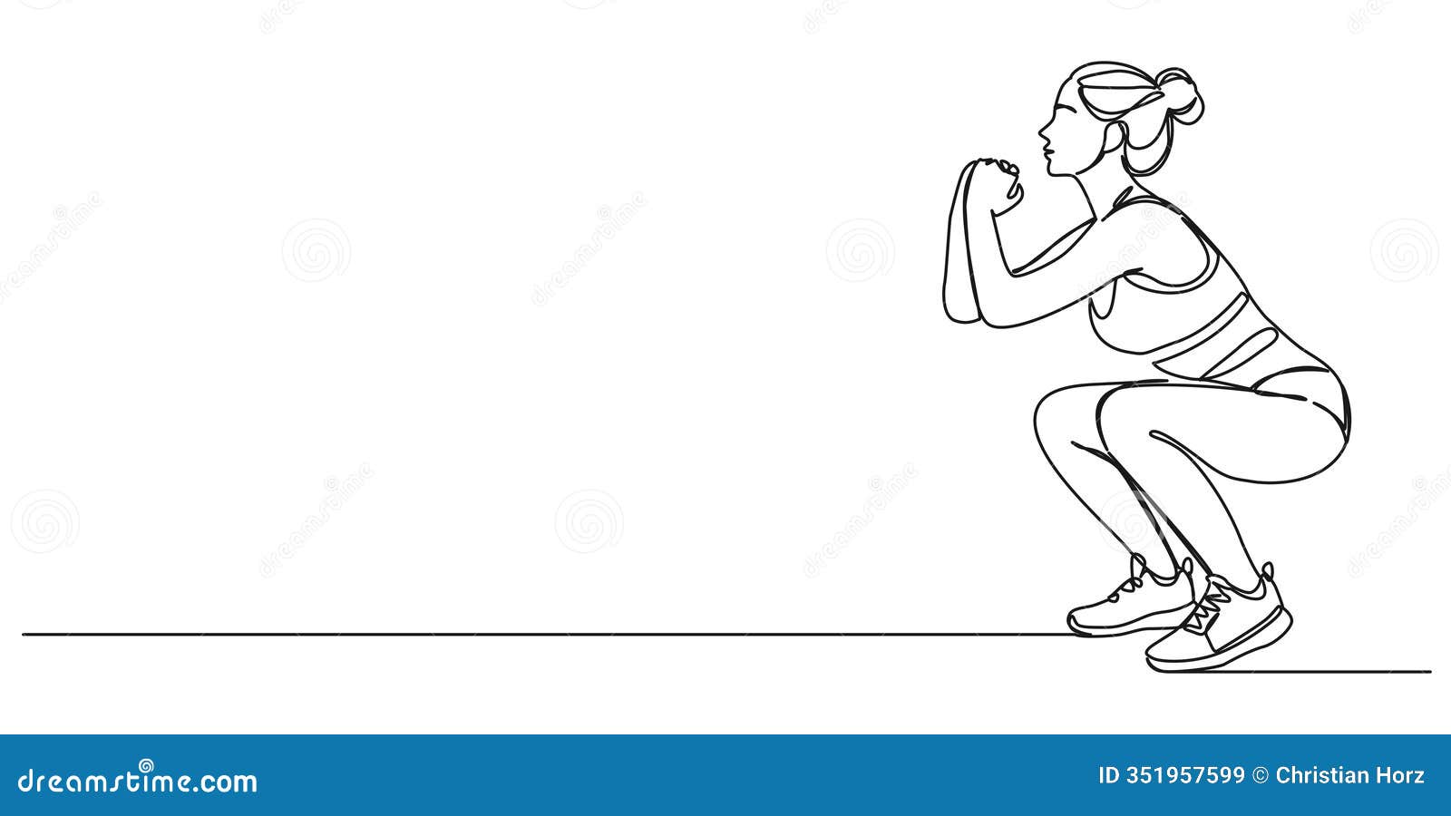 Single Line Drawing Of Fit Woman Doing Squats Cartoon Vector ...