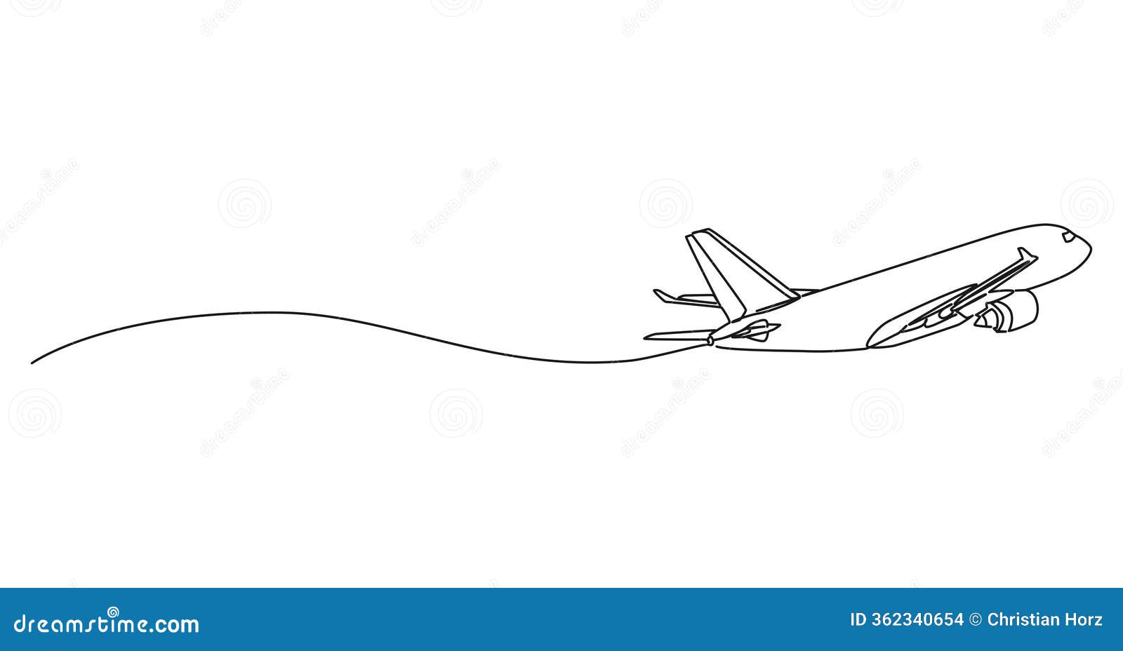 Single Line Drawing of Flying Passenger Plane Stock Vector ...