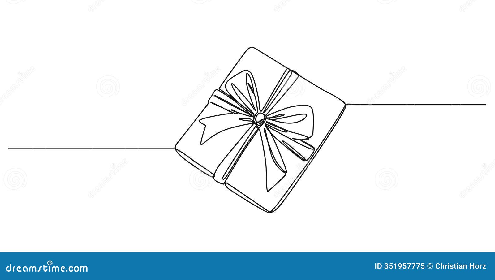 Single Line Drawing of Gift Box, Top Down View Stock Illustration ...