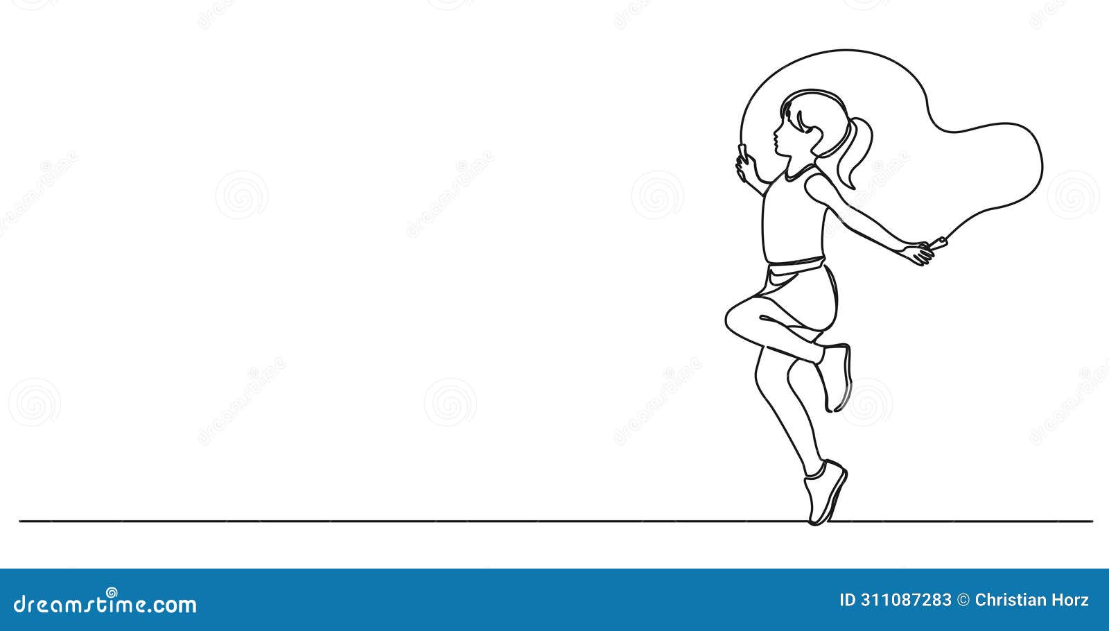 Single Line Drawing of Girl Jumping Rope Stock Vector - Illustration of ...