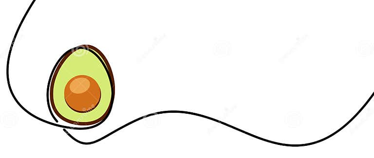 Single Line Drawing of Green Avocado Stock Vector - Illustration of ...