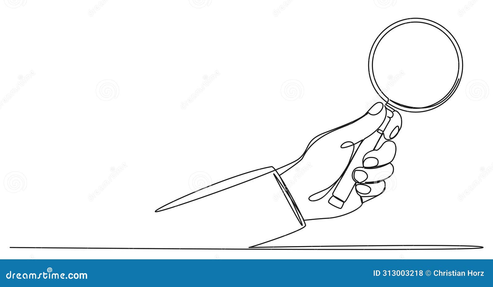 Single Line Drawing of Hand Holding Magnifying Glass Stock Vector ...