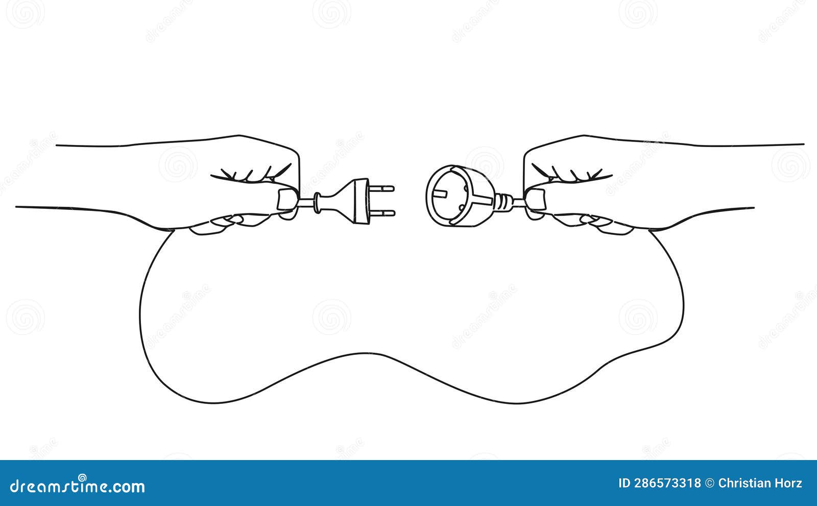 Single Line Drawing of Hands Holding Extension Cord Stock Illustration ...