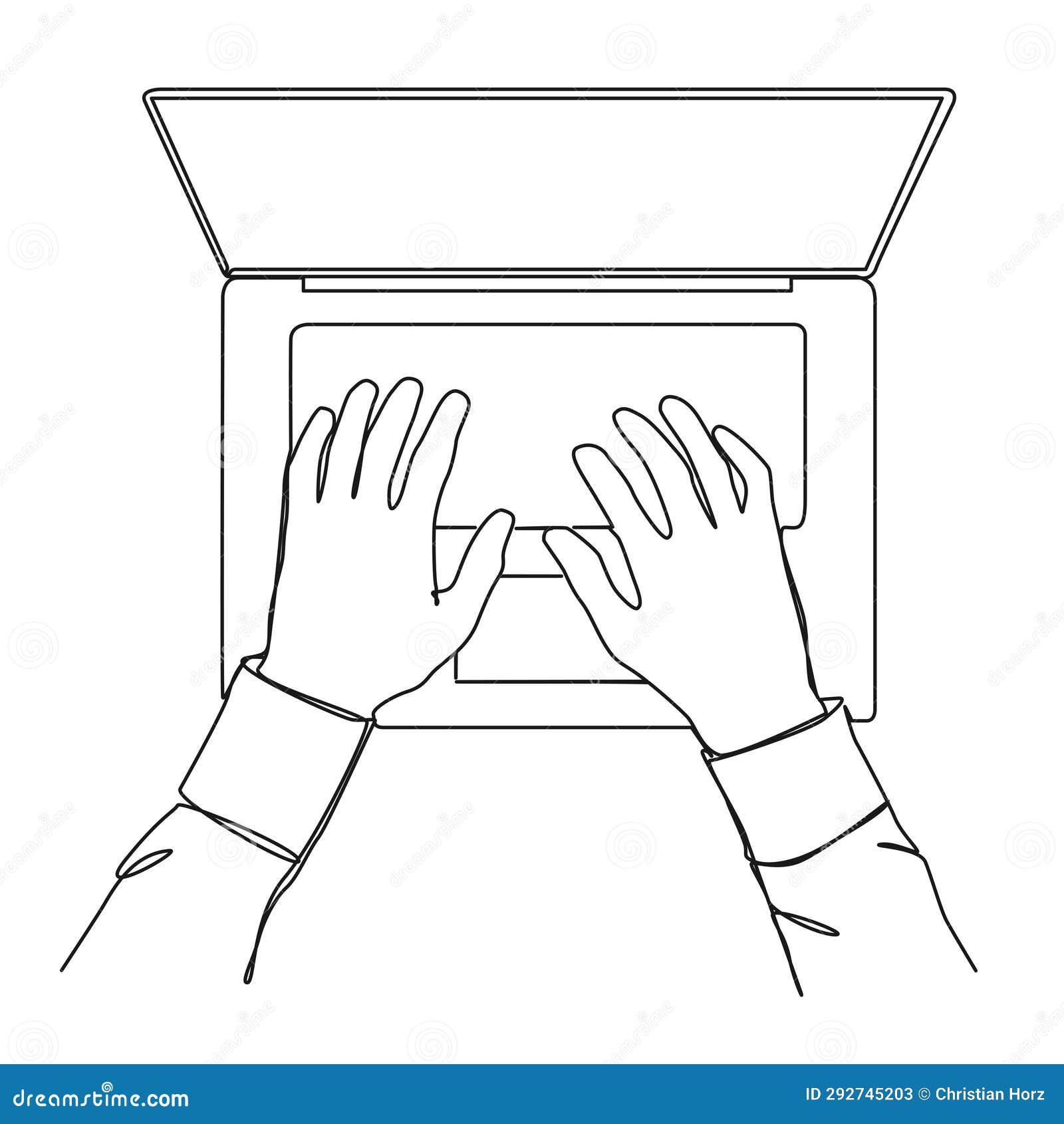 Single Line Drawing of Hands Typing on Laptop Computer Keyboard Stock ...