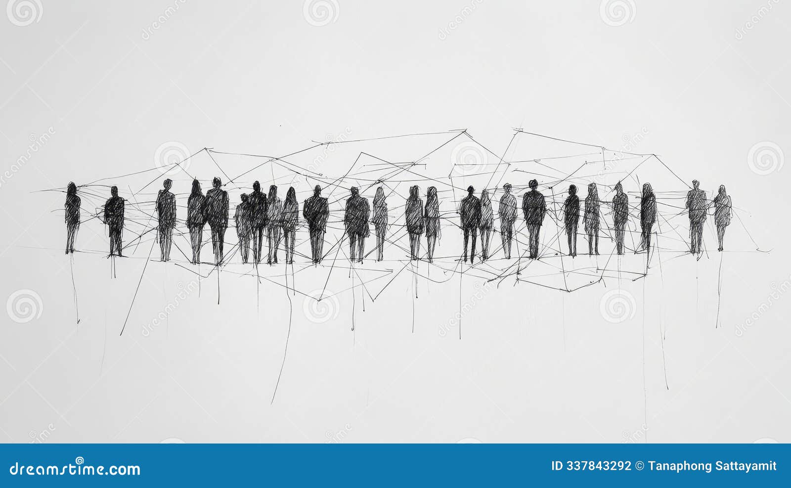 A Singleline Drawing of Interconnected Figures Symbolizing ...