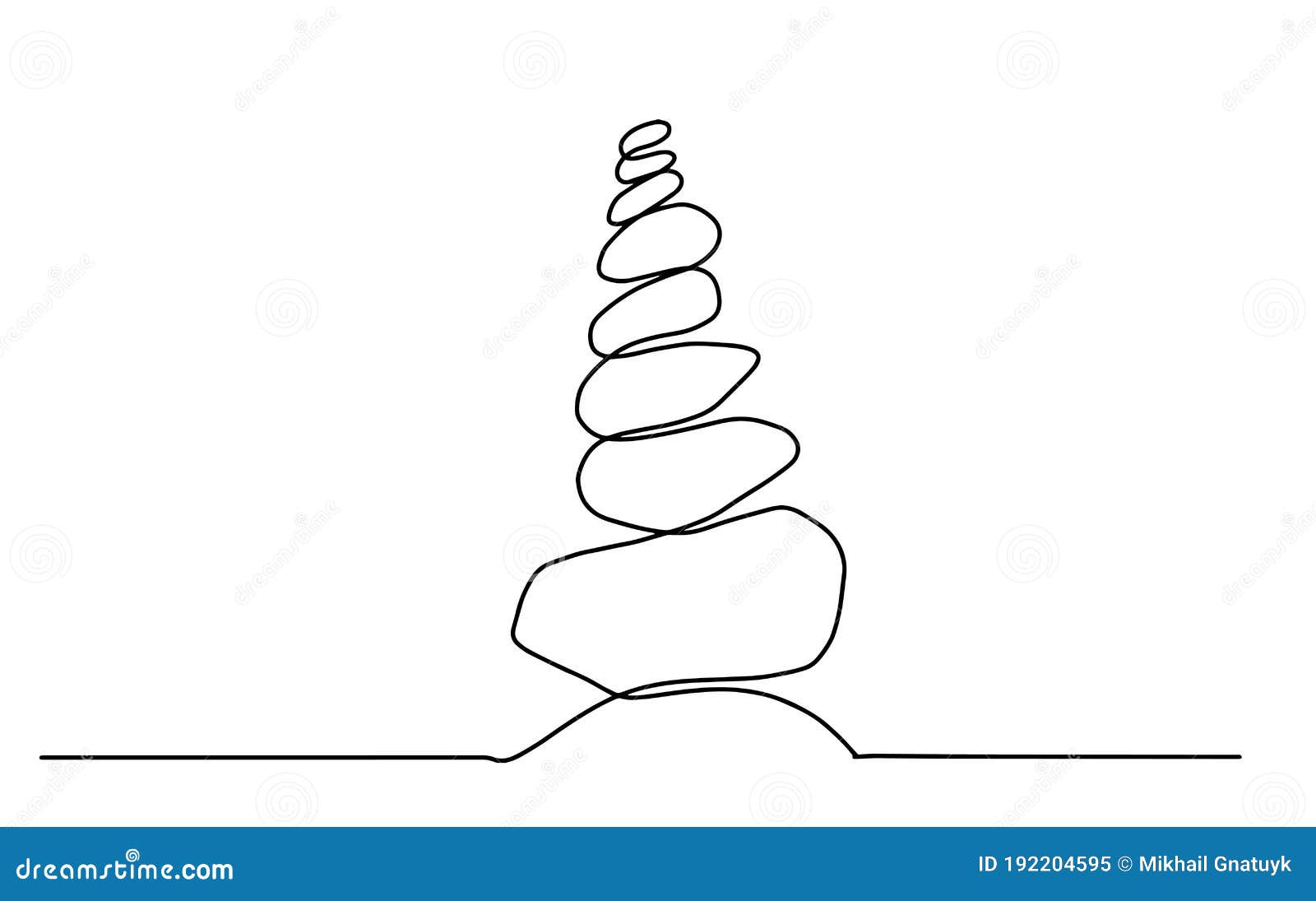 Single Line Drawing of Isolated Vector Object - Rock Balancing. One ...
