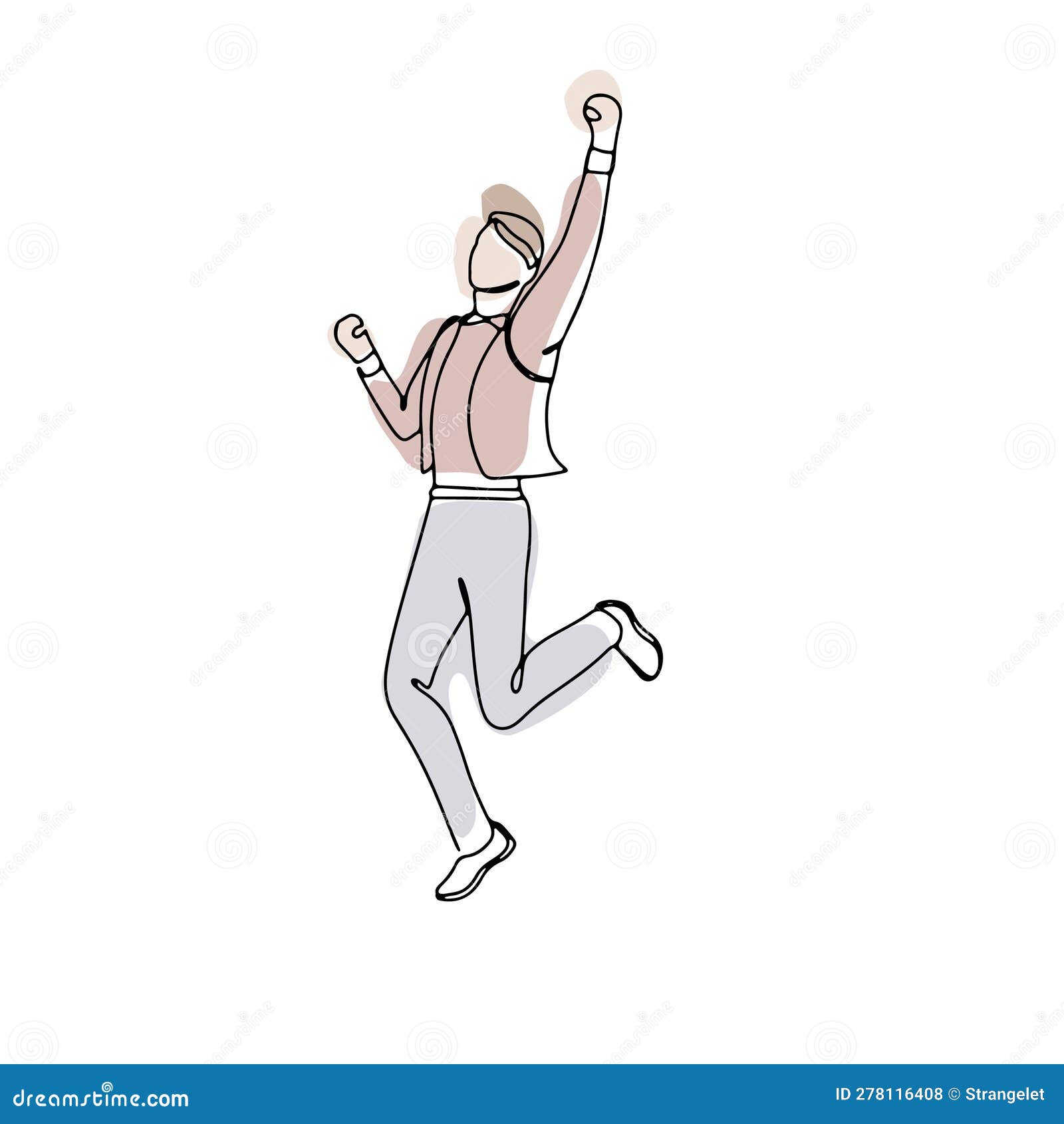 Single Line Drawing of Jumping Man with Abstract Shapes Stock Vector ...
