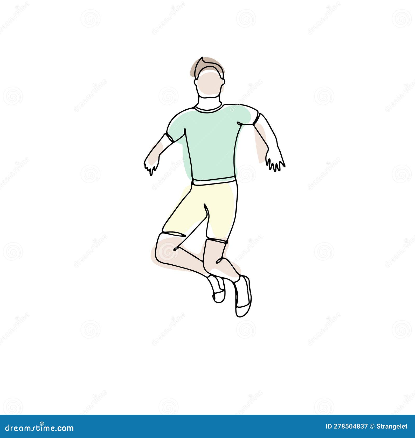 Single Line Drawing of Jumping Man with Abstract Shapes Stock Vector ...