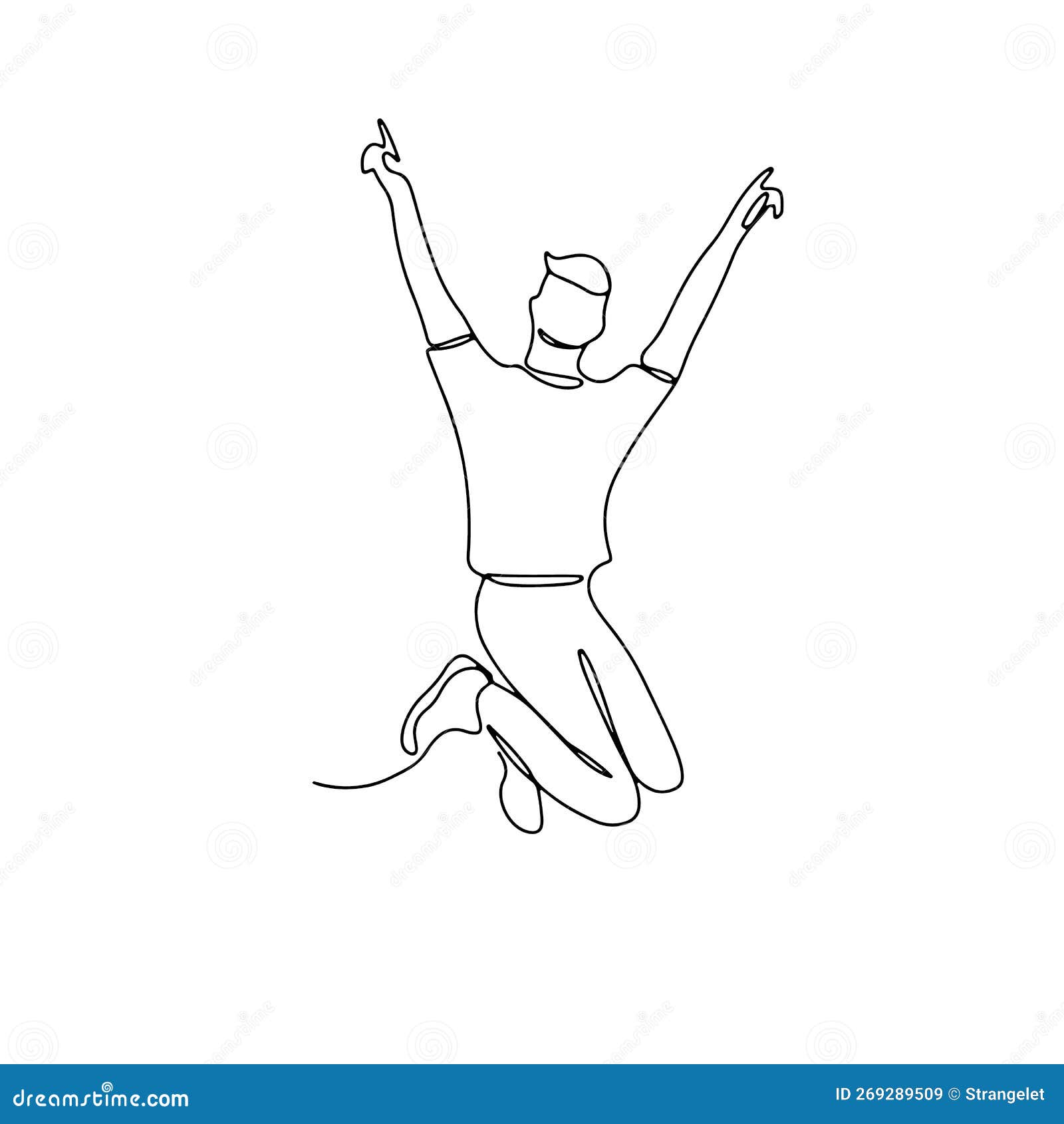 Single Line Drawing of Jumping Man. Linear Hand Drawn Doodle Stock ...