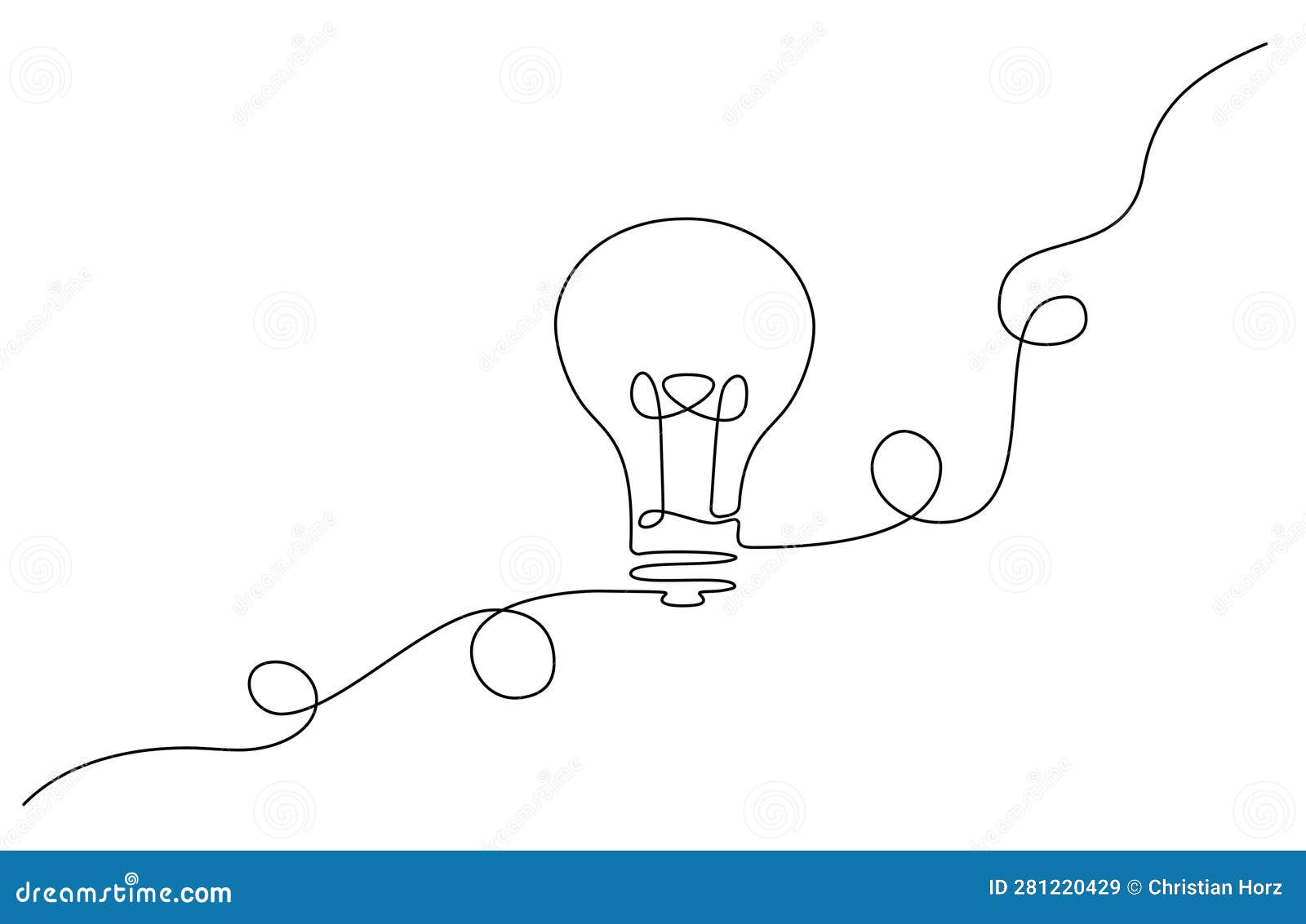 Single Line Drawing of Light Bulb Stock Vector - Illustration of ...