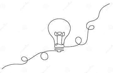 Single Line Drawing of Light Bulb Stock Vector - Illustration of ...