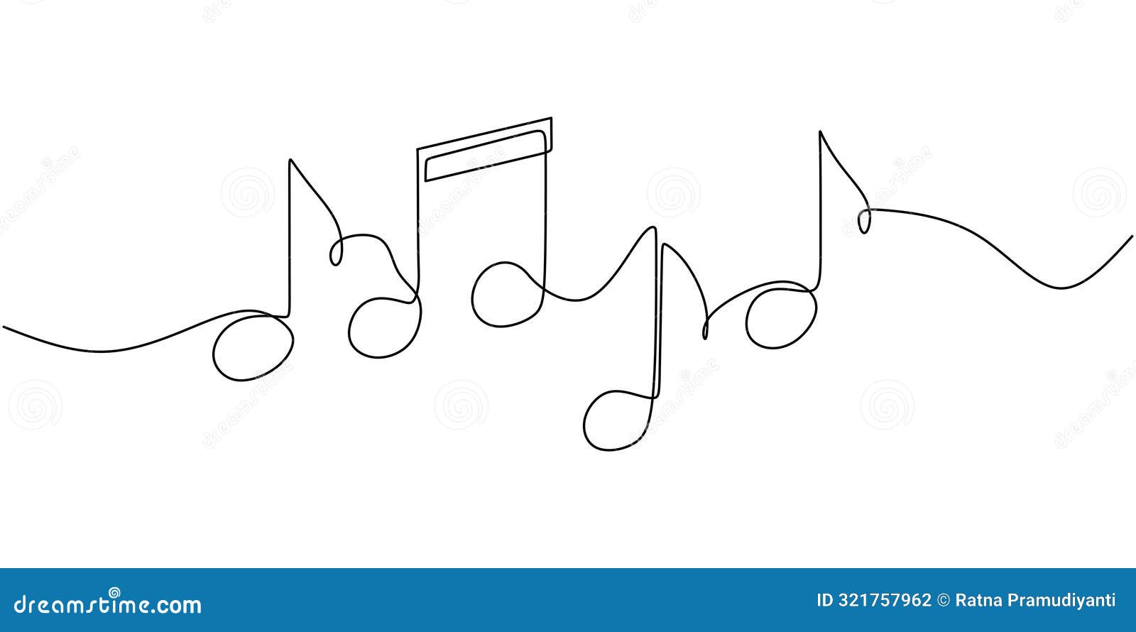Single Line Drawing of Music Note. Continuous One Hand Drawn Abstract ...