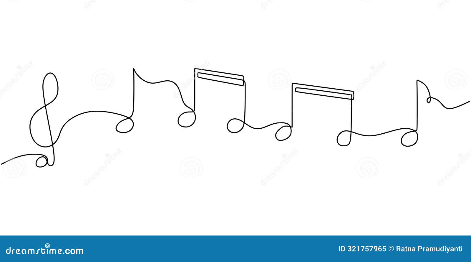 Single Line Drawing of Music Note. Continuous One Hand Drawn Abstract ...