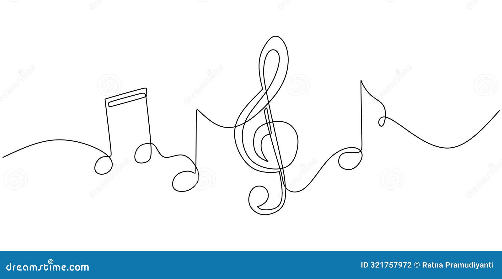 Single Line Drawing of Music Note. Continuous One Hand Drawn Abstract ...