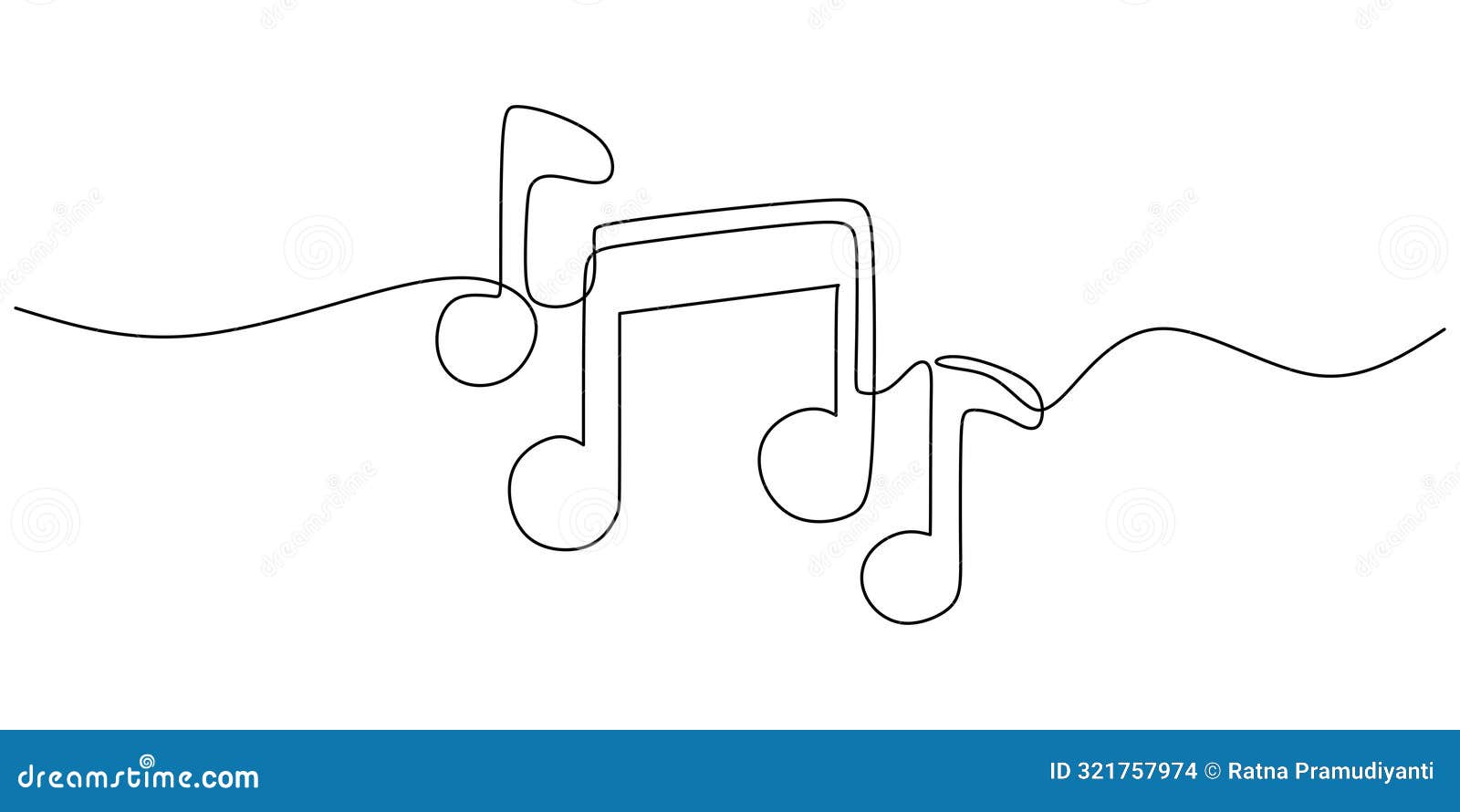 Single Line Drawing of Music Note. Continuous One Hand Drawn Abstract ...